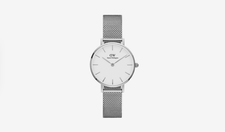 Daniel Wellington Classic Petite White Round 28mm Dial With Mesh Strap